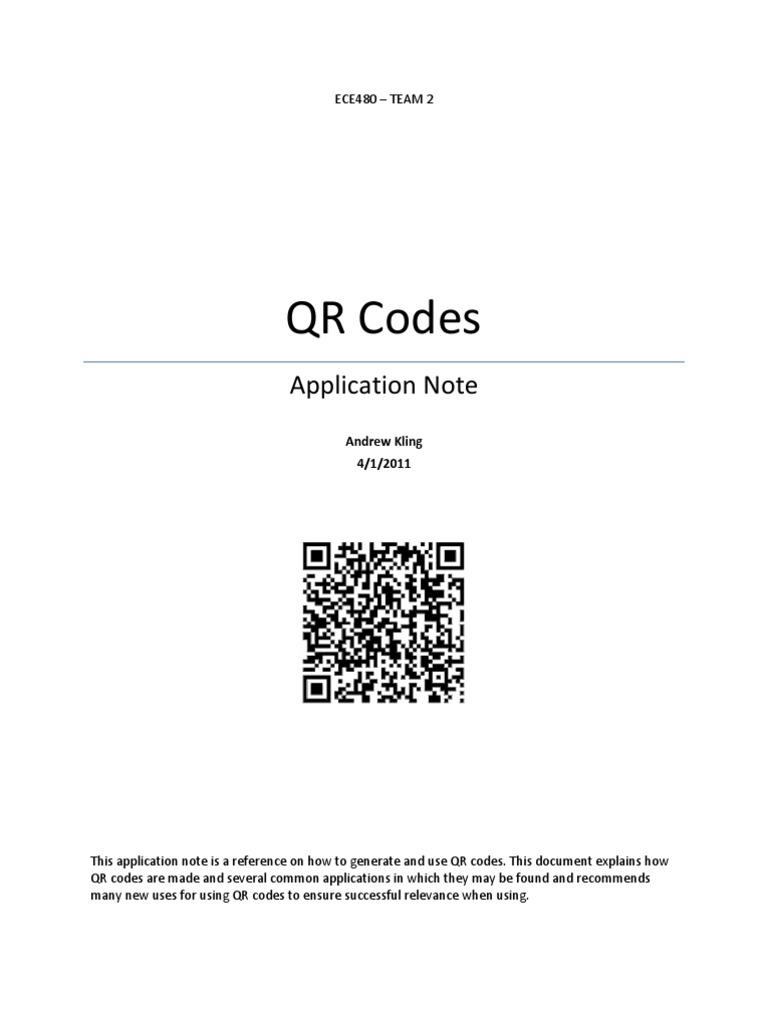 QR Codes: Application Note | PDF | Qr Code | Barcode