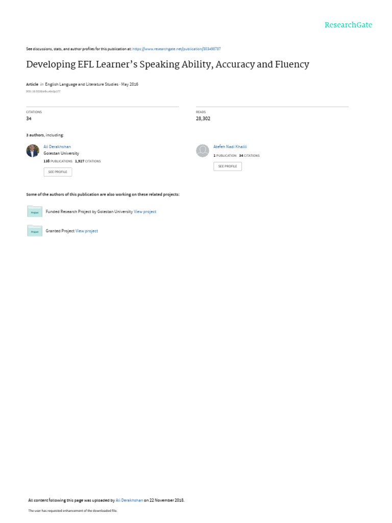 Developing Efl Learners Speaking Ability Accuracy Pdf
