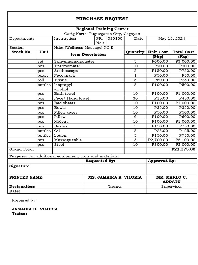 Purchase Request | PDF