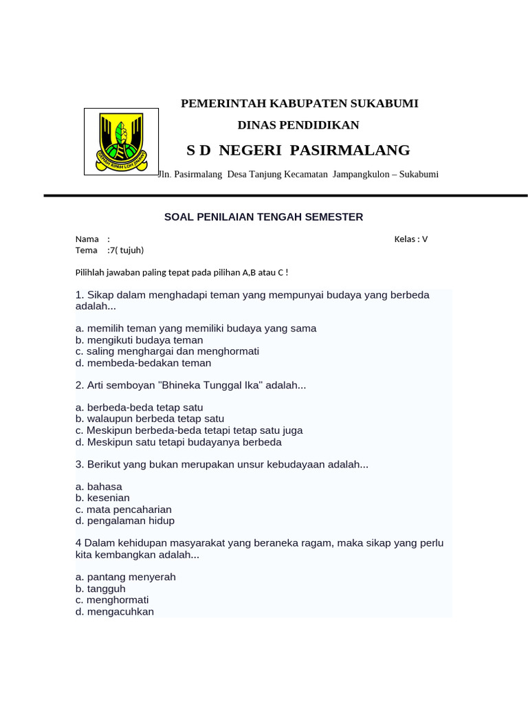 PTS TEMA 7 Kelas 5 | PDF