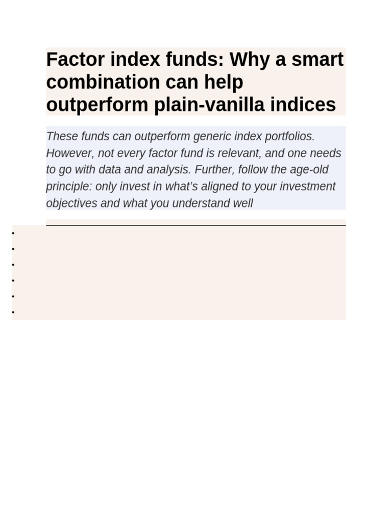 Factor Index Fund | PDF