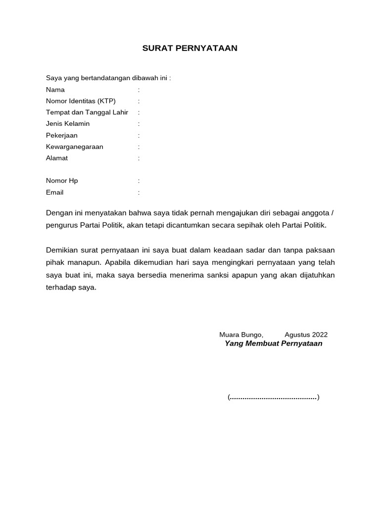 Contoh-Surat-Pernyataan Nik | PDF