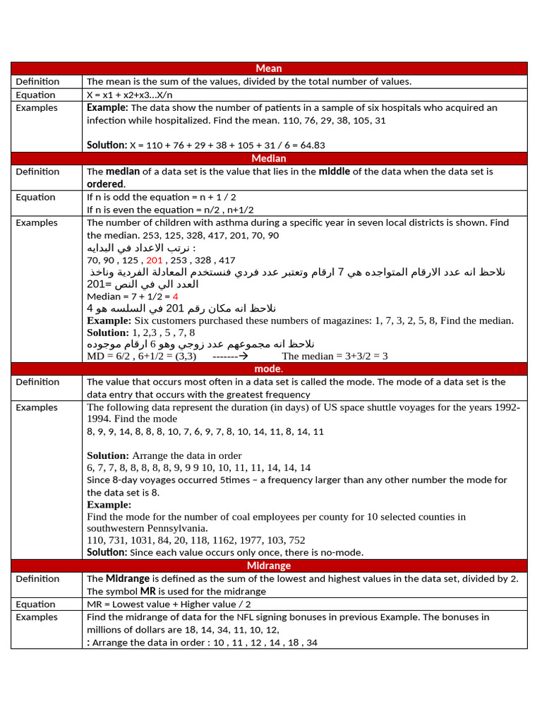 Median, Mode, Midrange and Mean | PDF