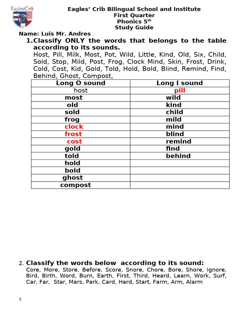 Study Guide 5th Phonics | PDF