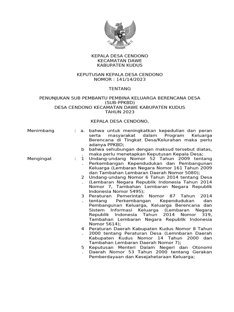 SK Sub PPKBD Tahun 2023 | PDF