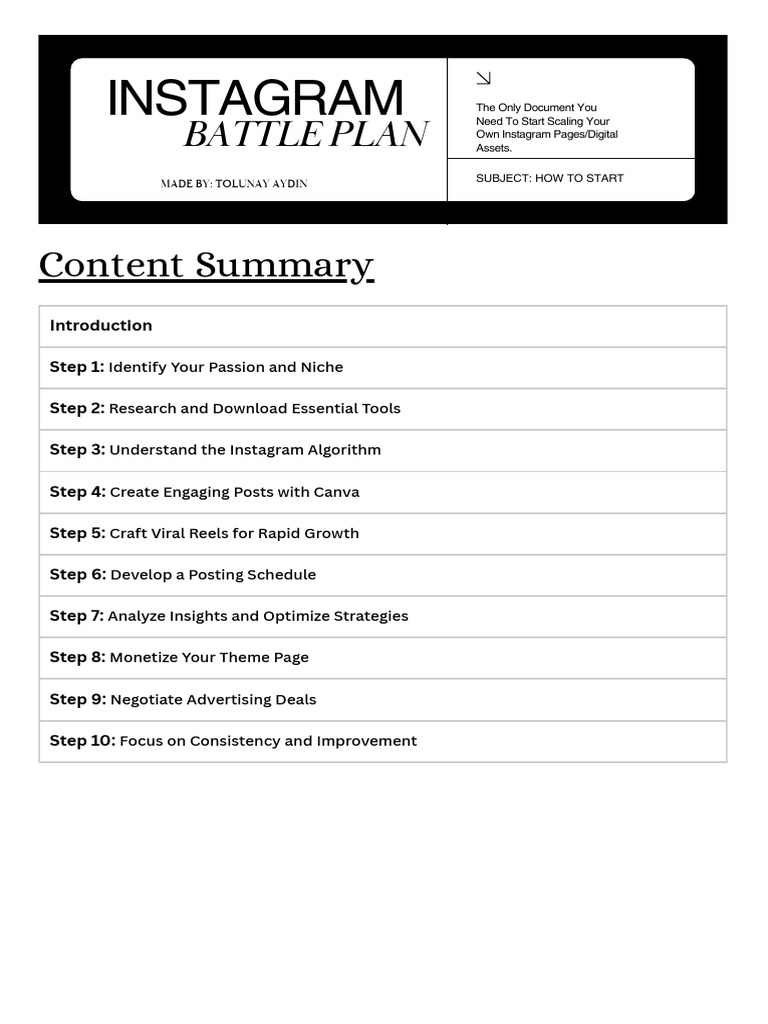 Instagram Battle Plan | PDF