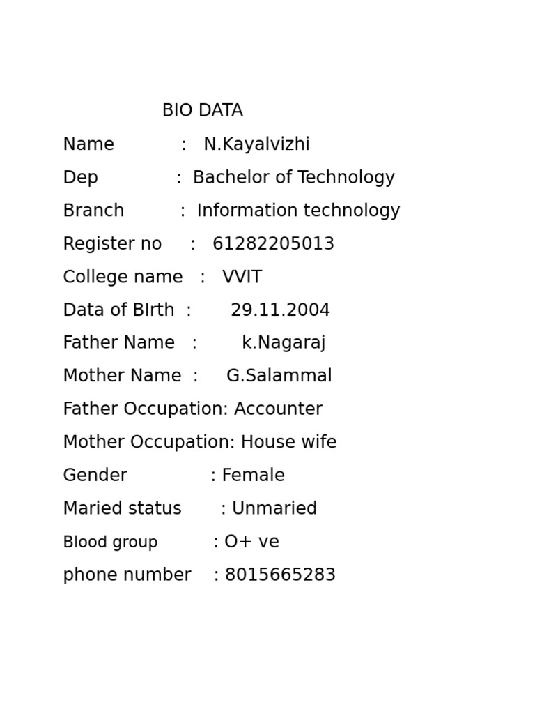 Bio Data | PDF
