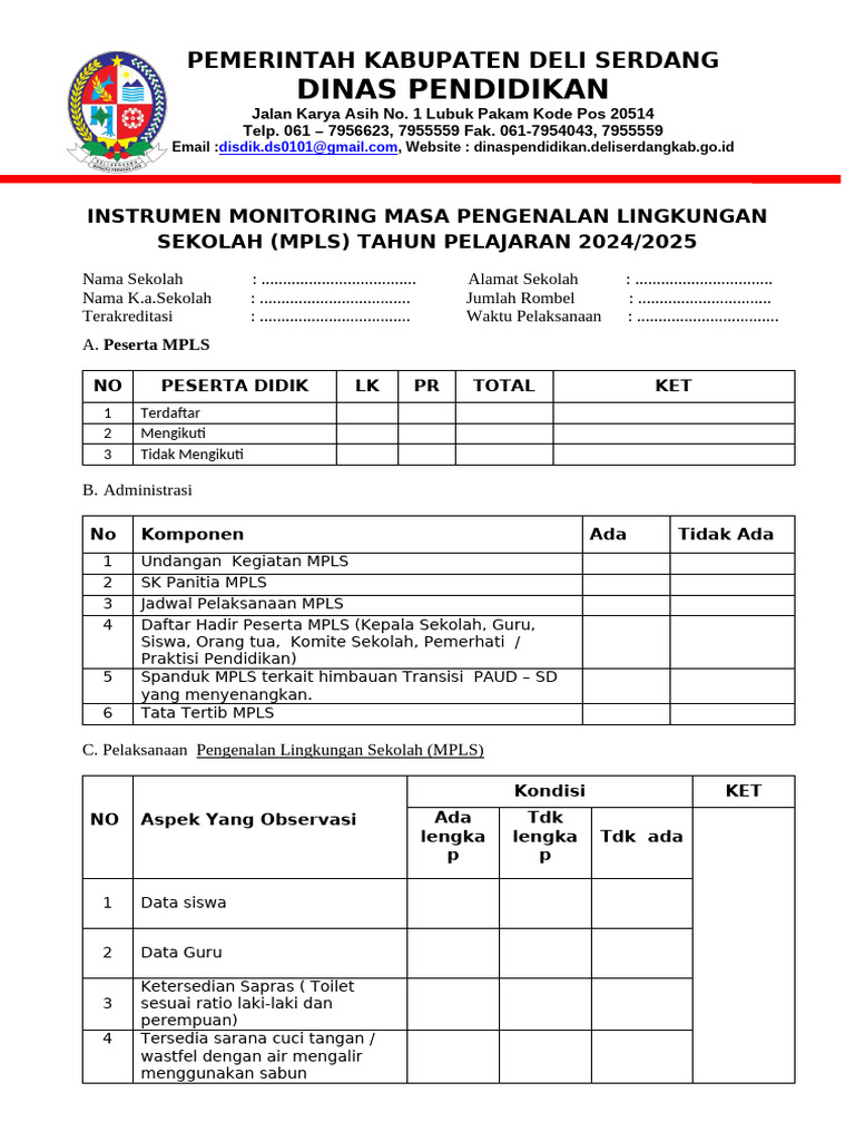 Instrumen Monitoring MPLS TP .2024 - 2025 | PDF