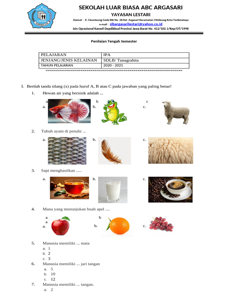 SOAL USBN IPA SDLB C Pts | PDF
