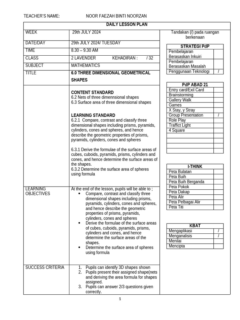 RPH Pencerapan Terkini | PDF