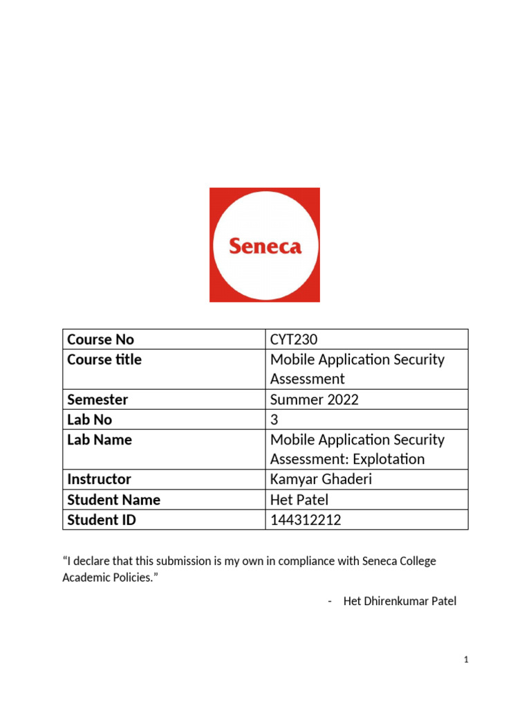 CYT230 Het Patel Lab3 | PDF