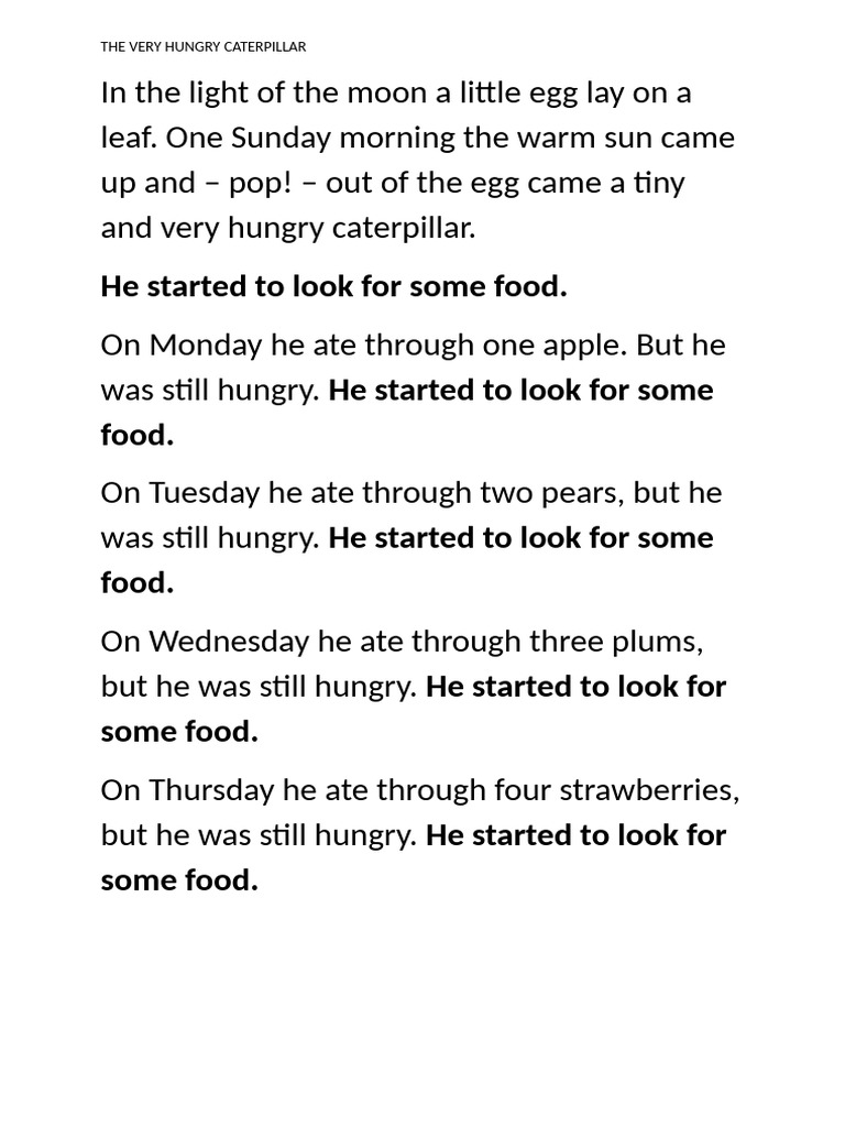 The Very Hungry Caterpillar | PDF