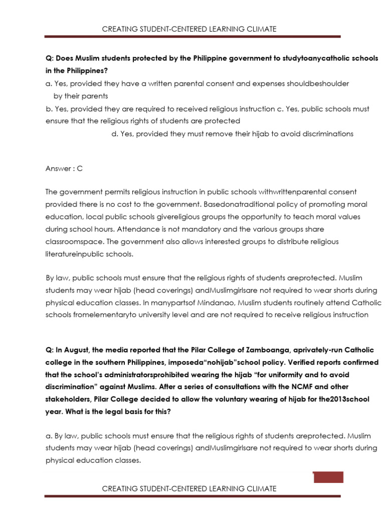 2021 Nqesh Reviewer Creating Student Centered Learning Climate | PDF ...