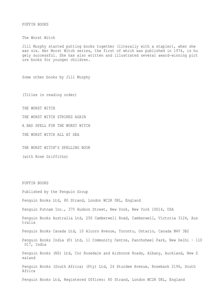 Worst Witch, The - The Worst Witch | PDF | Nature