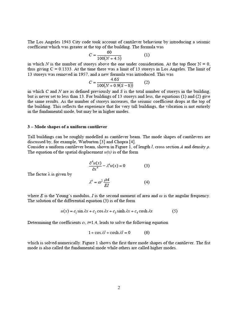 Seismic Coefficients for Tall Buildings | PDF | Normal Mode | Equations