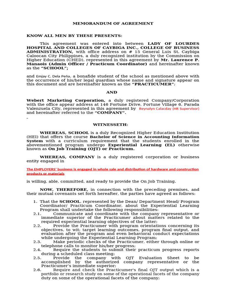 Moa Internship - Ais-1 | PDF