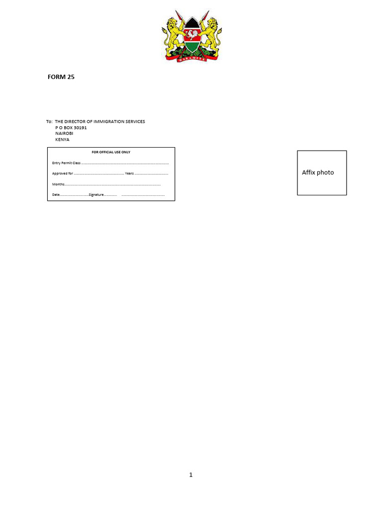 Form 25 Application For Entry Permit | PDF