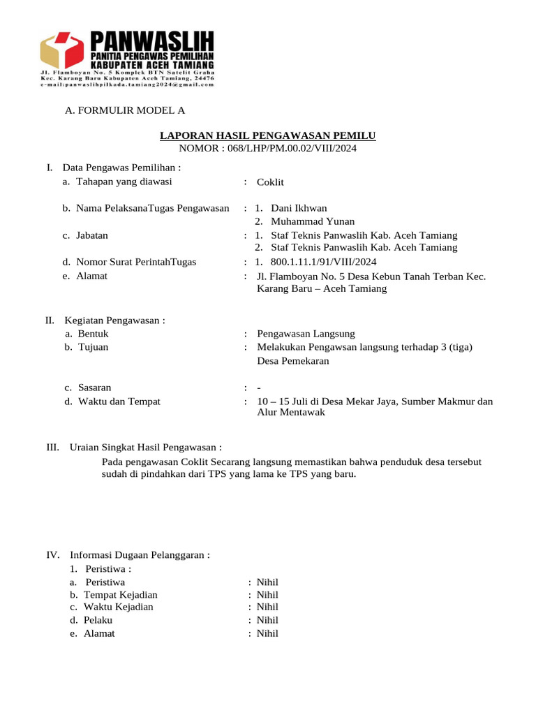 FORM-A-Rapat-Pleno DPS | PDF