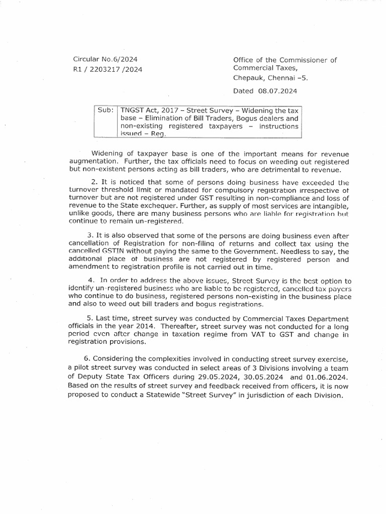 Street Survey Circular | PDF