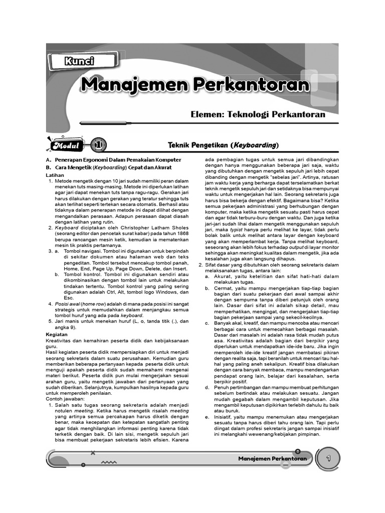 Kunci Elemen Teknologi Perkantoran | PDF