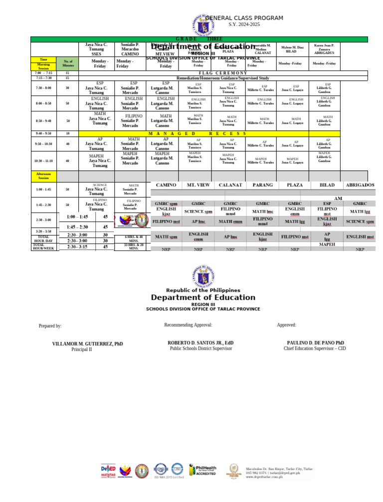 GRADE THREE-GENERAL-CLASS-PROGRAM | PDF