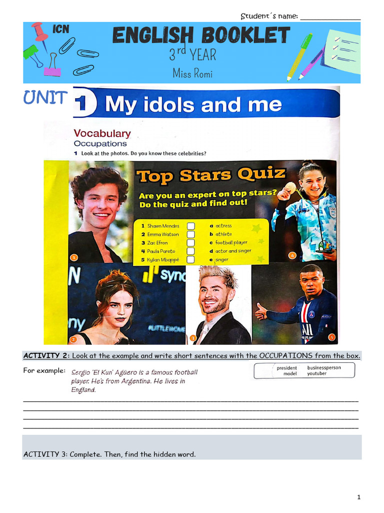 3rd Year - Icn - English Booklet | PDF