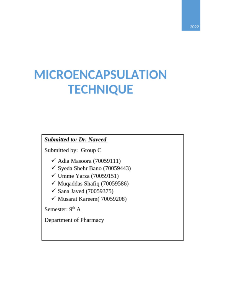 Microencapsulation | PDF