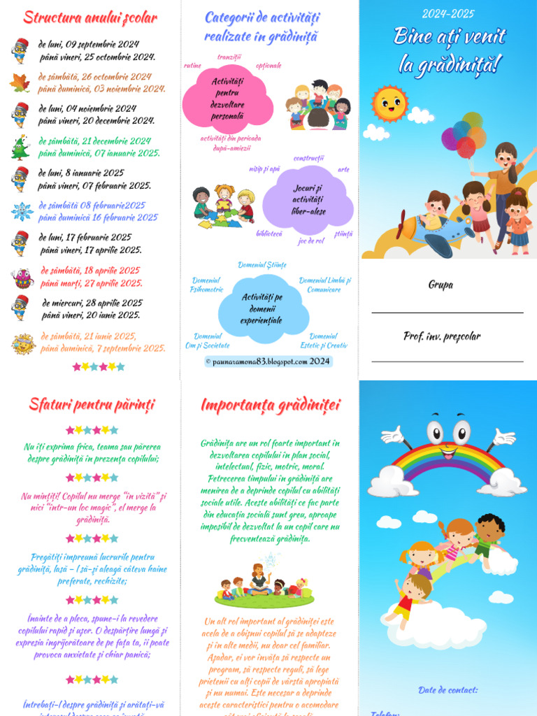 Pliante Grădiniță 2024-2025 | PDF