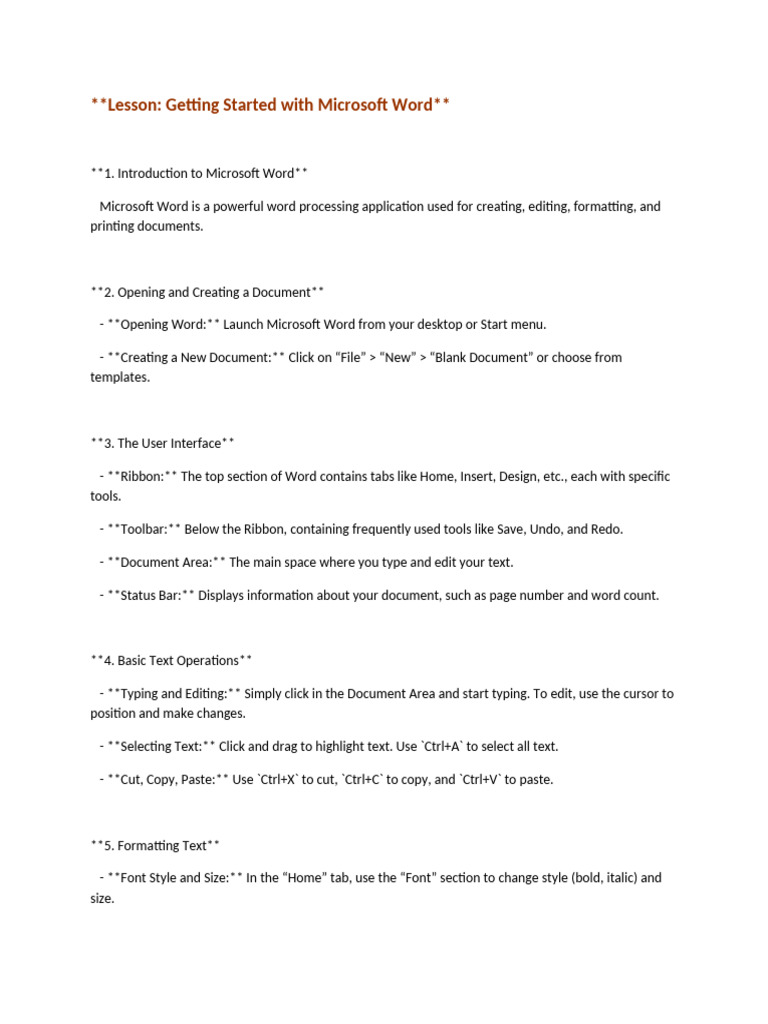 Lerning Basics of MS Word | PDF