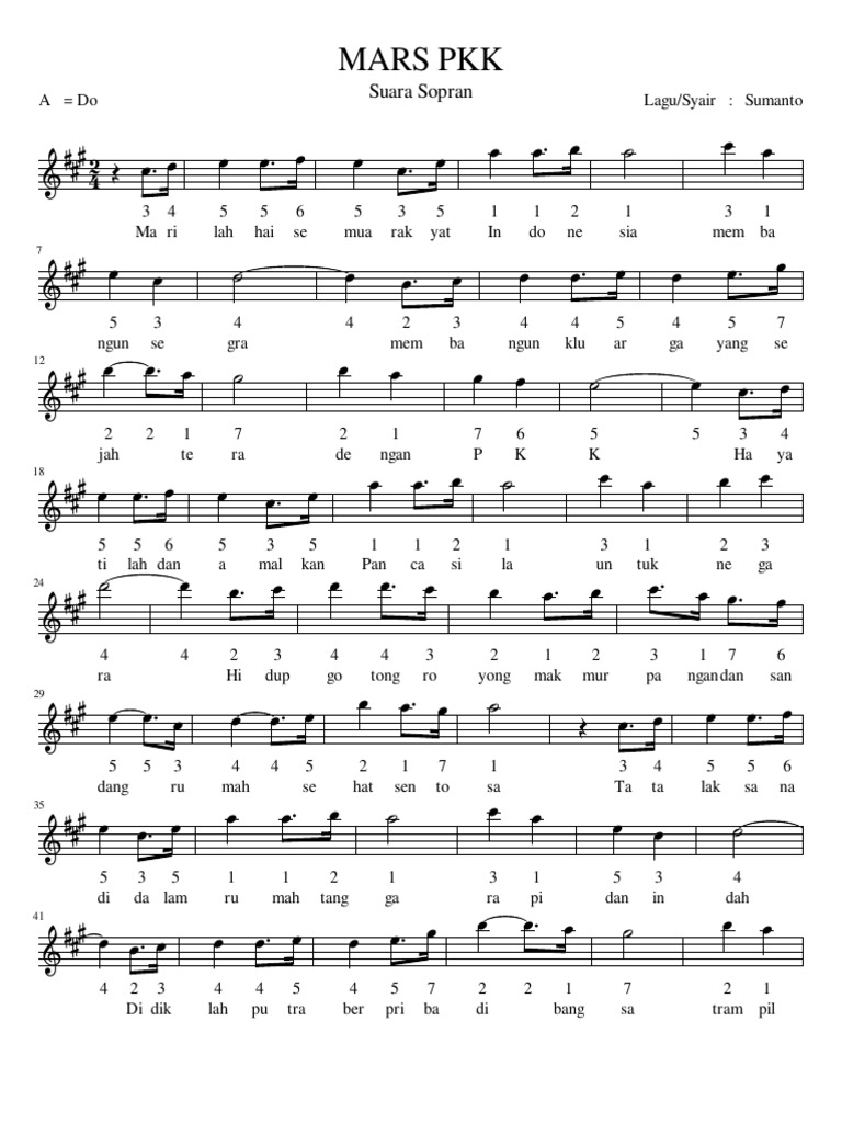 Mars PKK Sopran Nada A | PDF