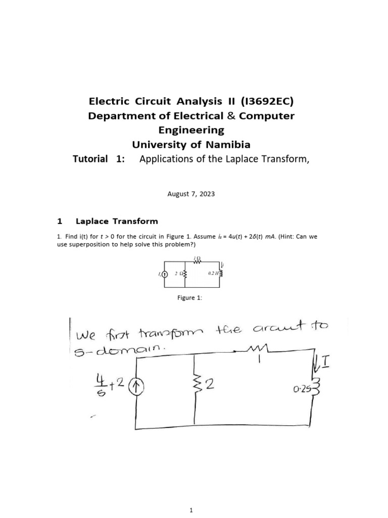 Tutorial 1 - Applications of LT Solutions | PDF