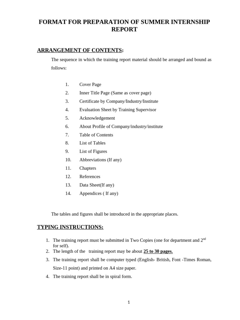 Summer Internship Report Guidelines | PDF