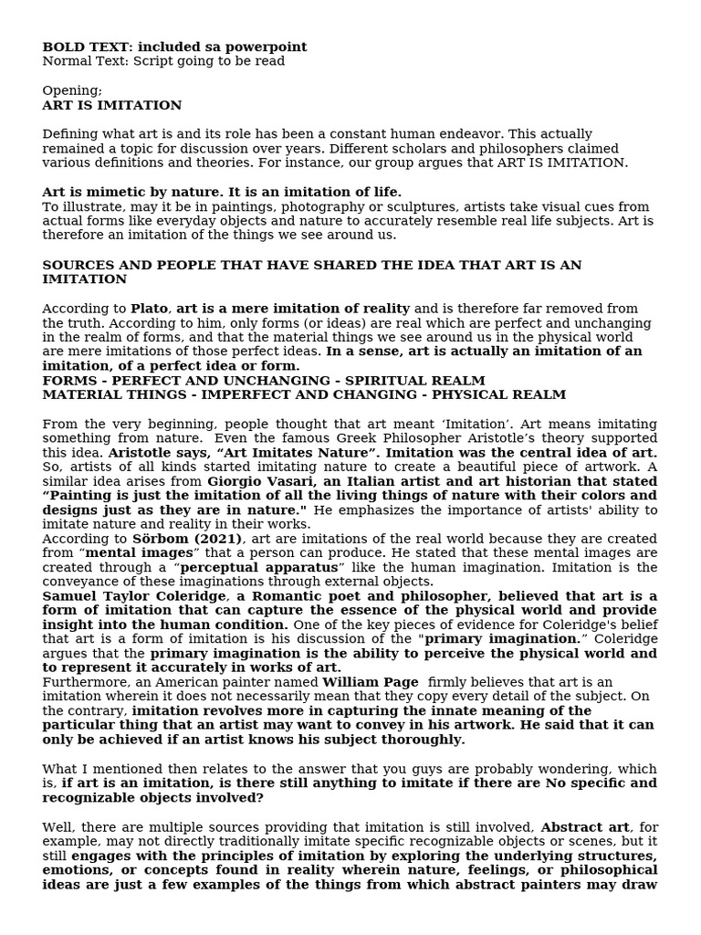 Arts Debate Script | PDF