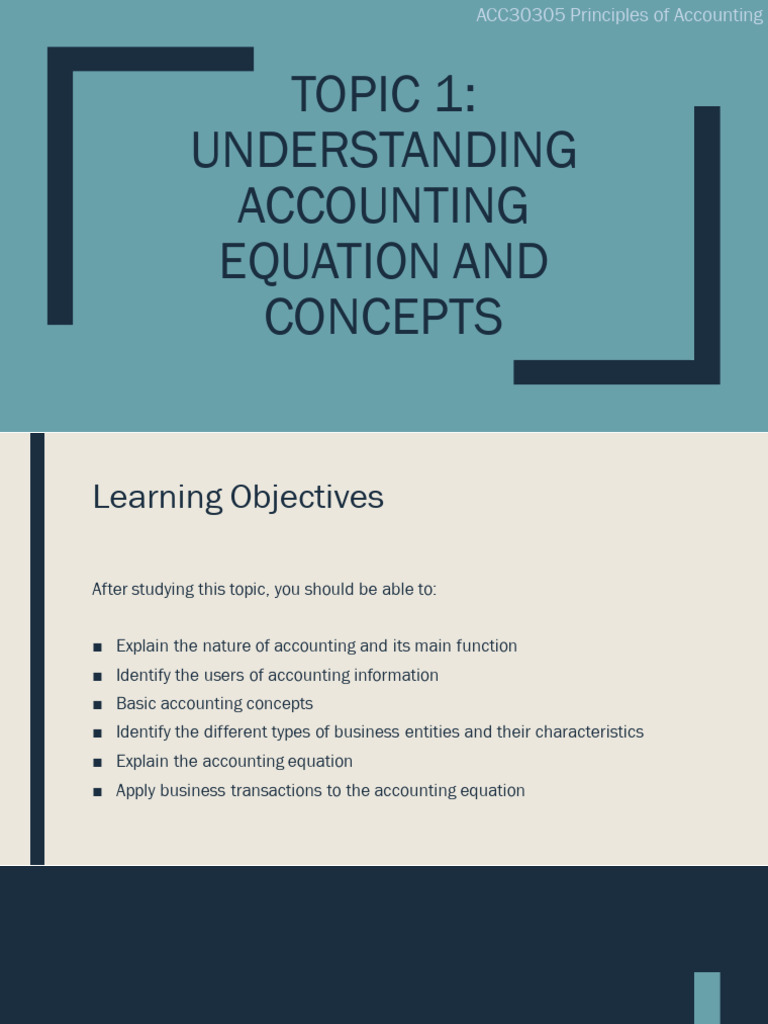 Topic 01 Understanding Accounting Concepts | PDF Topic 01 Understanding Accounting Concepts | PDF