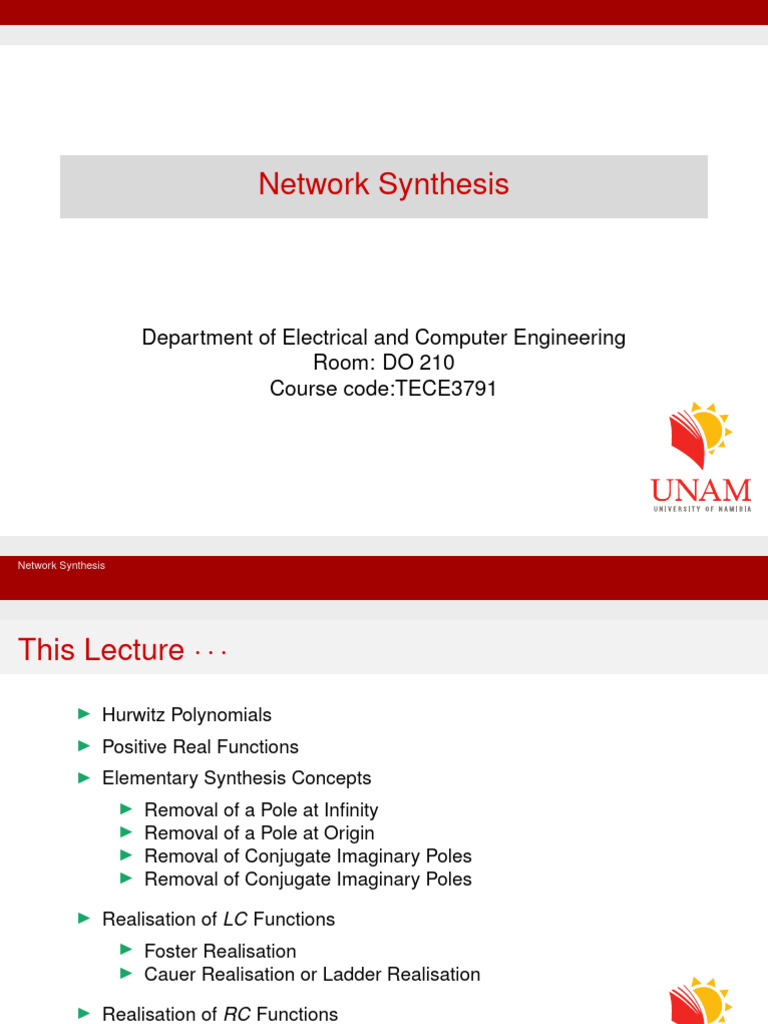 Network Synthesis Lectures Notes | PDF