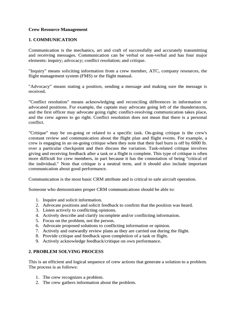Crew Resource Management | PDF