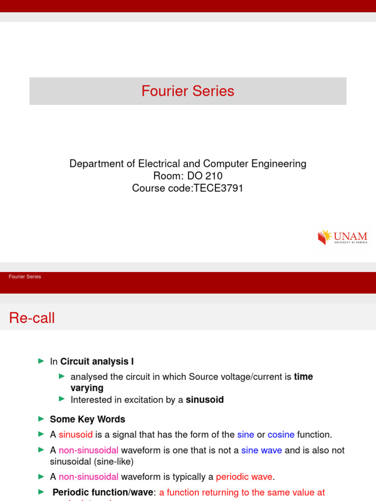 02 Fourier Series Circuit Applications Lectures | PDF