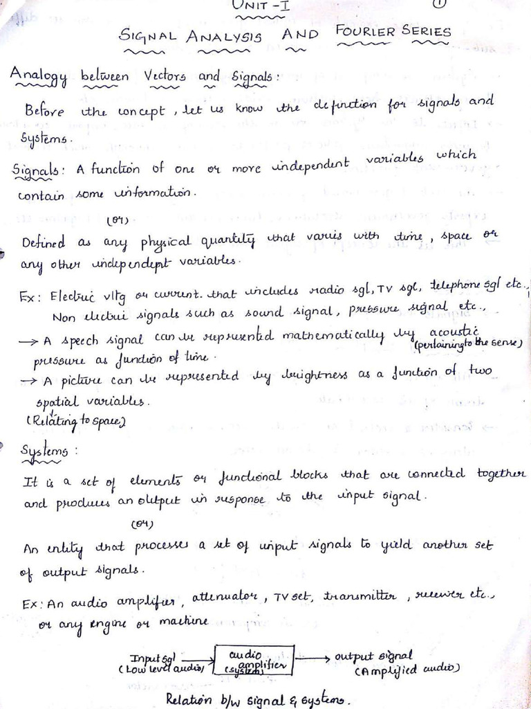 Systems and Signals Class Notes Complete | PDF