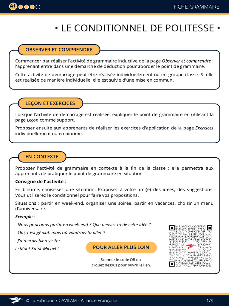 A1-3 FLG Conditionnel-De-Politesse 1 Fiche-Enseignant | PDF