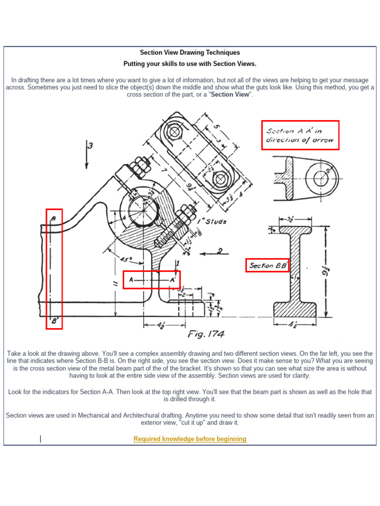 Section View Drawing Techniques | PDF