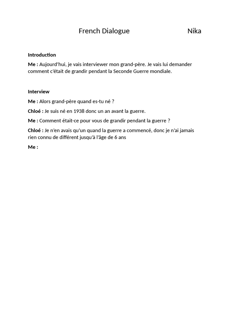 French Dialogue Nika | PDF
