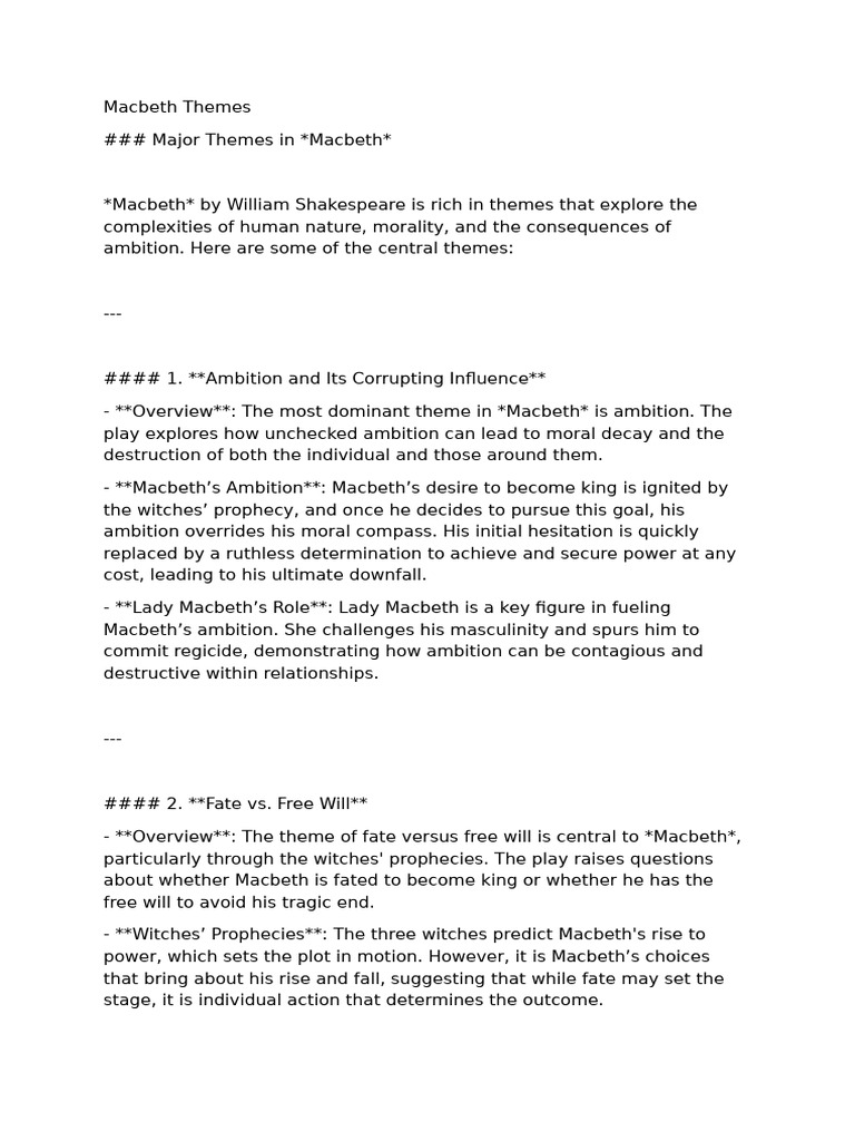 Macbeth Themes | PDF