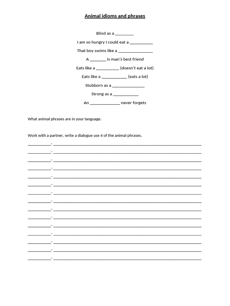 Animal Idioms and Phrases | PDF