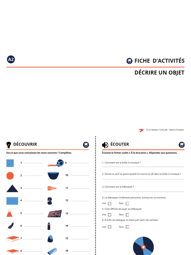 A2 DT Decrire-Un-Objet 3 Fiche-D-Activites | PDF