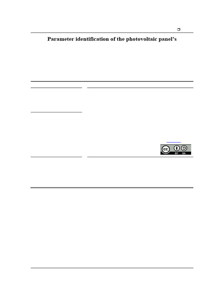 Parameter identification of the photovoltaic panel’s two-diode model ...
