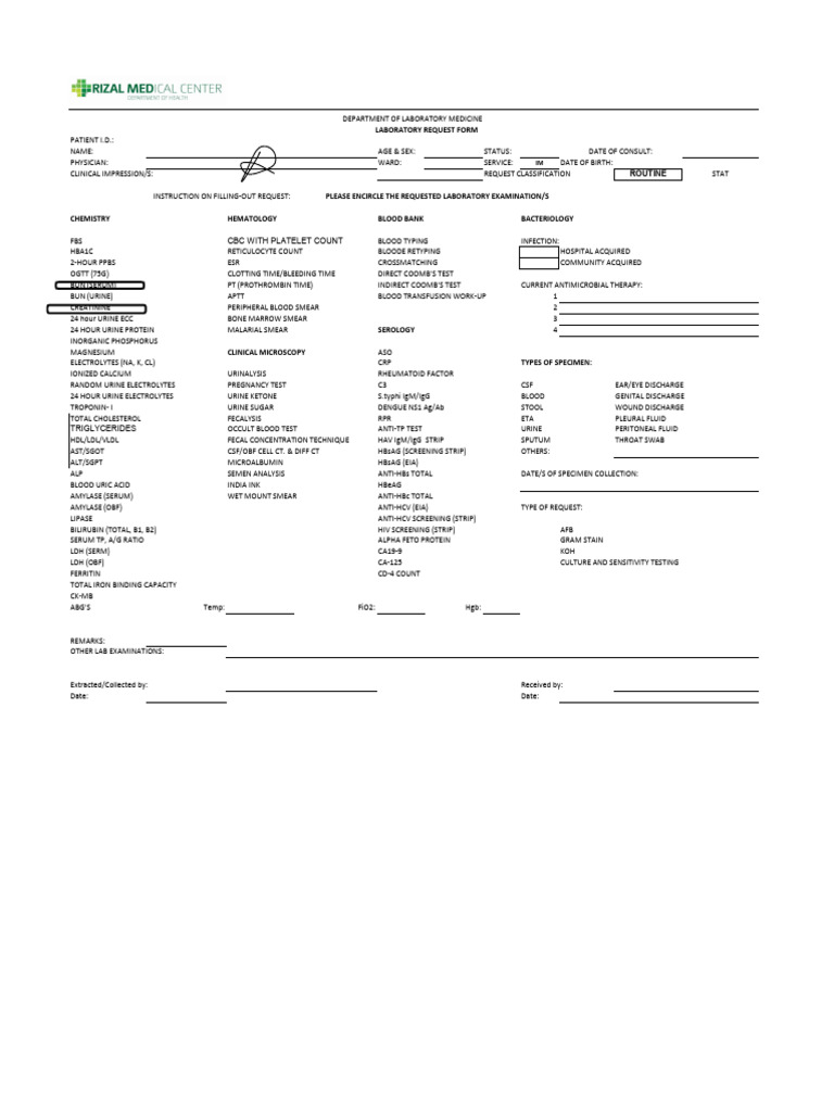 Laboratory Request | PDF