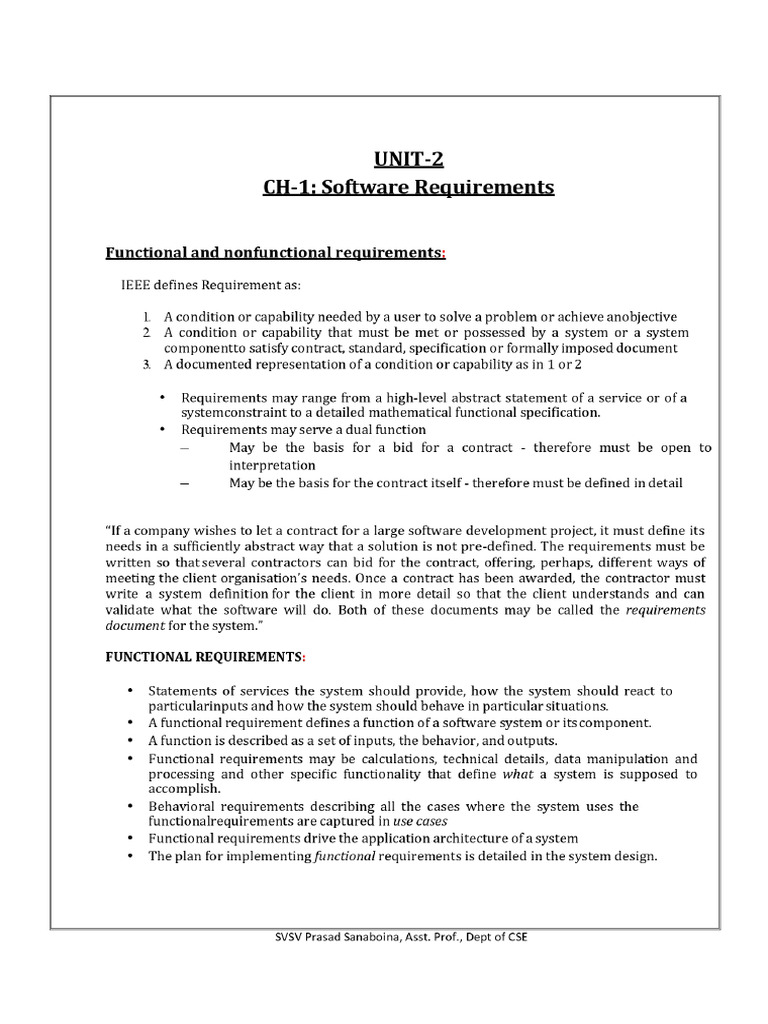 Unit-II Software Engineering | PDF