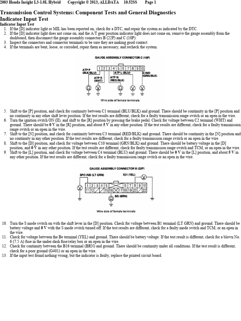 Transmission Control Systems: Component Tests and General Diagnostics ...