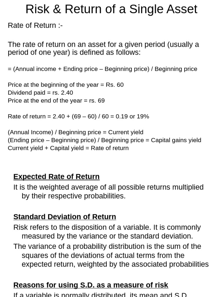 Risk & Return of A Single Asset | PDF