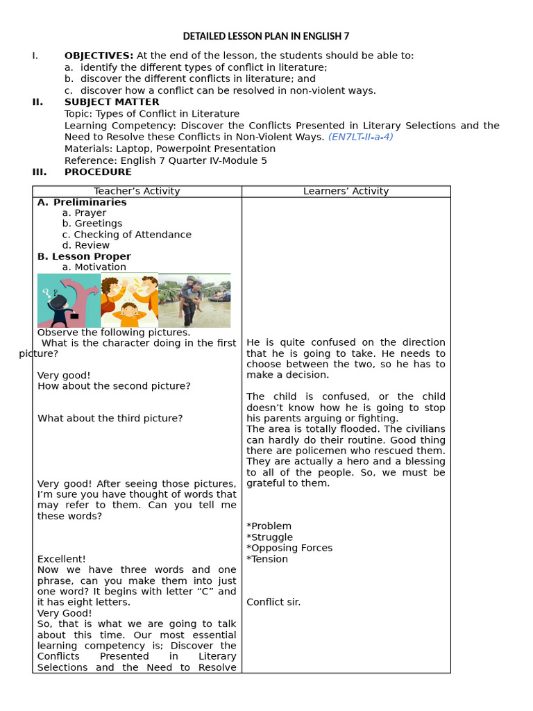 DETAILED LESSON PLAN IN ENGLISH 7 Demo | PDF
